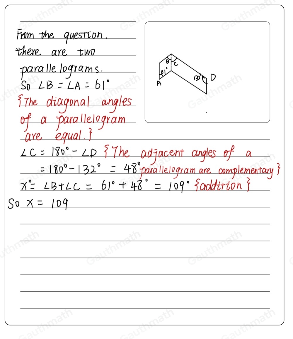 Solved: #6 The figure shown is composed of two parallelogram[geometry ...