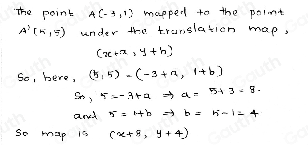 Solved: If a translation maps point A(-3,1) to point A'(5,5) , the ...