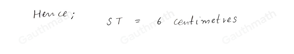 Solved: Point S lies between points R and T on overline RT. If RT is 10 centimeters long, what ...