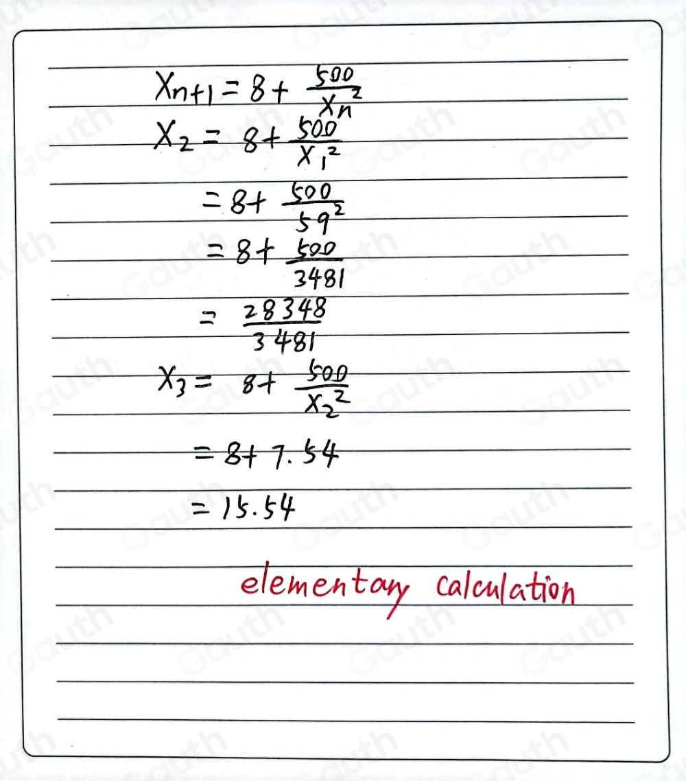 Solved: An iterative formula is shown below. x_n+1=8+frac 500(x_n)^2 ...