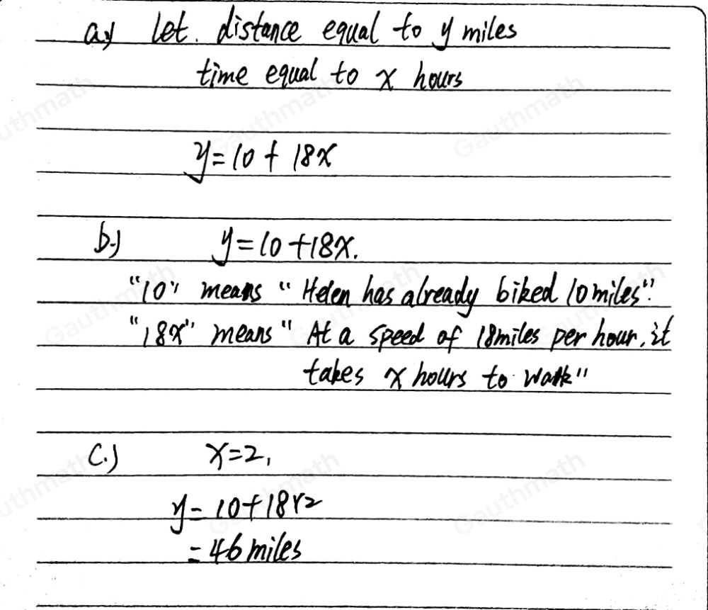 Solved: 13, Helen is in a bicycle race. She has already biked 10 miles ...