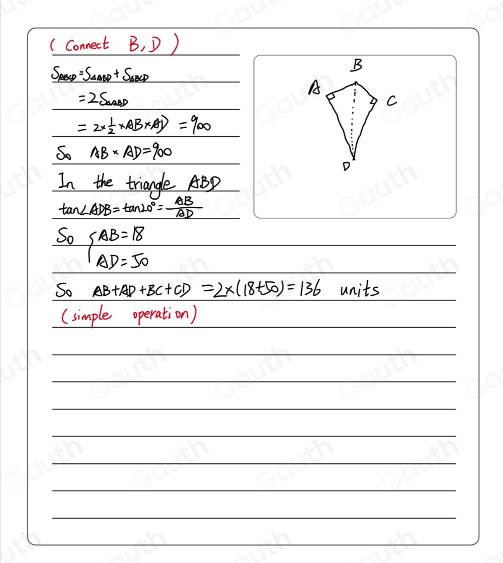 Solved: 1. The figure shows a kite ABCD where ∠ ADC=40°. Given that the ...