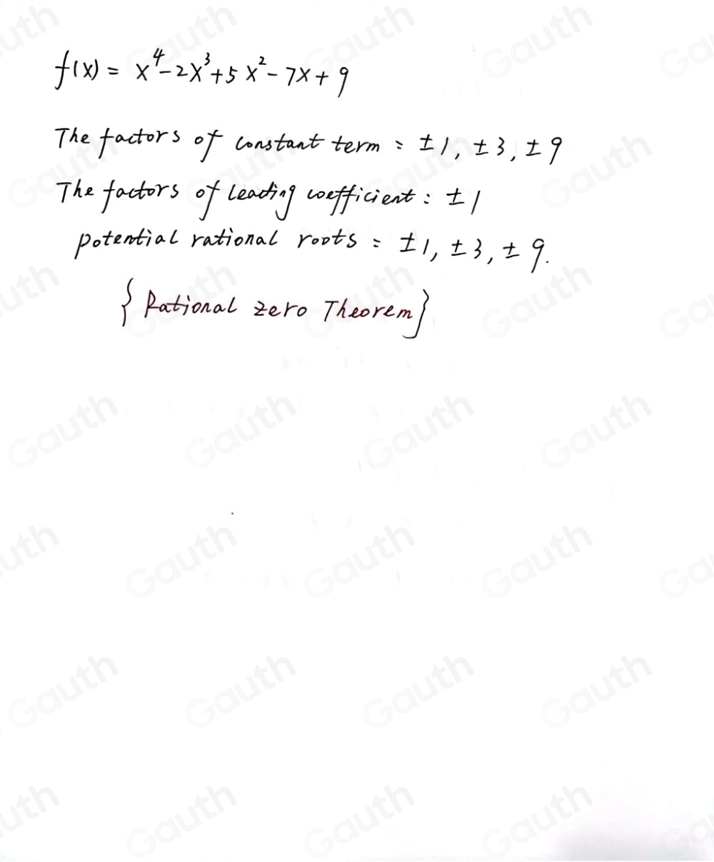 Solved Check All Of The Numbers That Are Potential Rational Roots Of F X X 4 2x 3 5x 2 7x 9