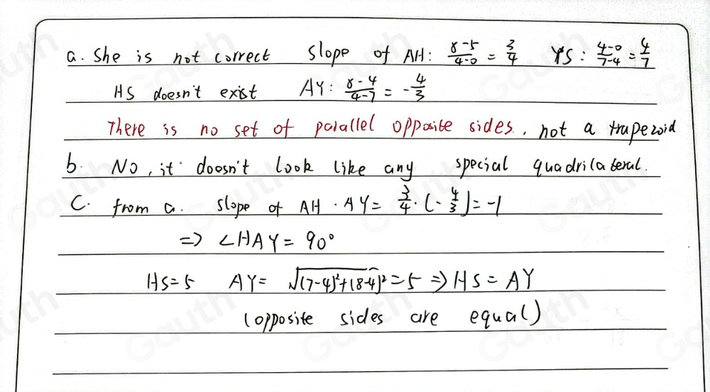 Solved: 7-117. AM I SPECIAL? Shayla just drew quadrilateral SHAY, shown ...
