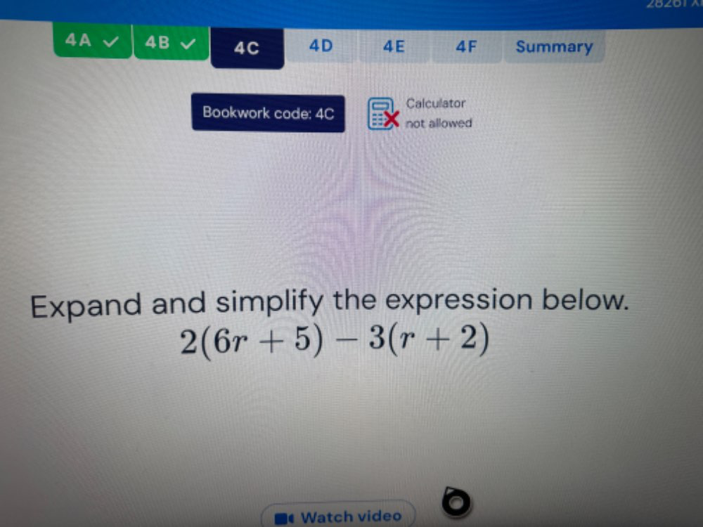 28201 A 4A 4B 4C 4D 4E 4F Summary Calculator Bookwork Code 4C Not