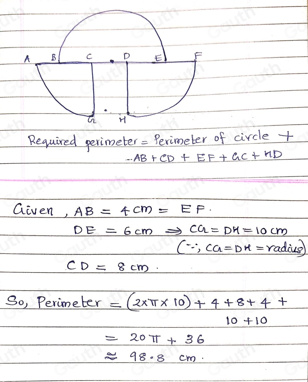 Solved: 14) Jane cut a circle to form the shape below. Determine the ...